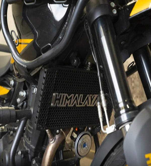 RADIATOR GUARD BLACK WITH HIMALAYAN LOGO FOR HIMALAYAN 450 – Moto Marvels